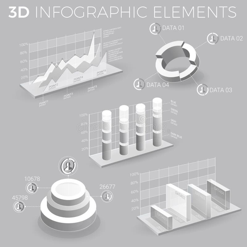 Corporate Infographic Elements in Gray and White Stock Vector ...
