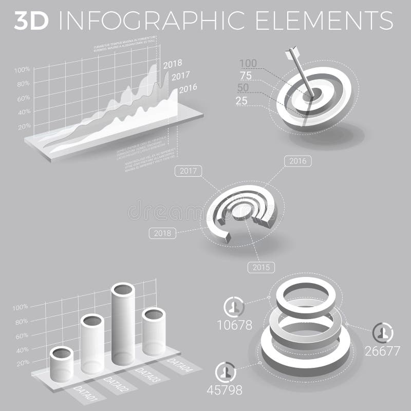 Corporate Infographic Elements in Gray and White Stock Vector ...