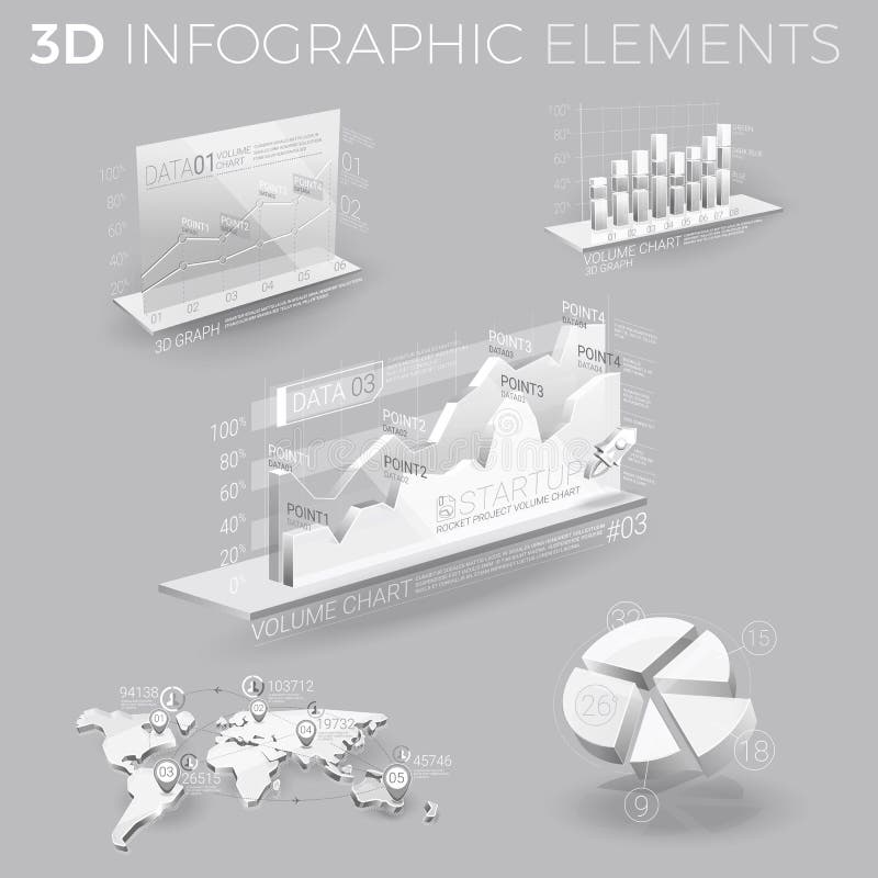 Corporate Infographic Elements in Gray and White Stock Vector ...