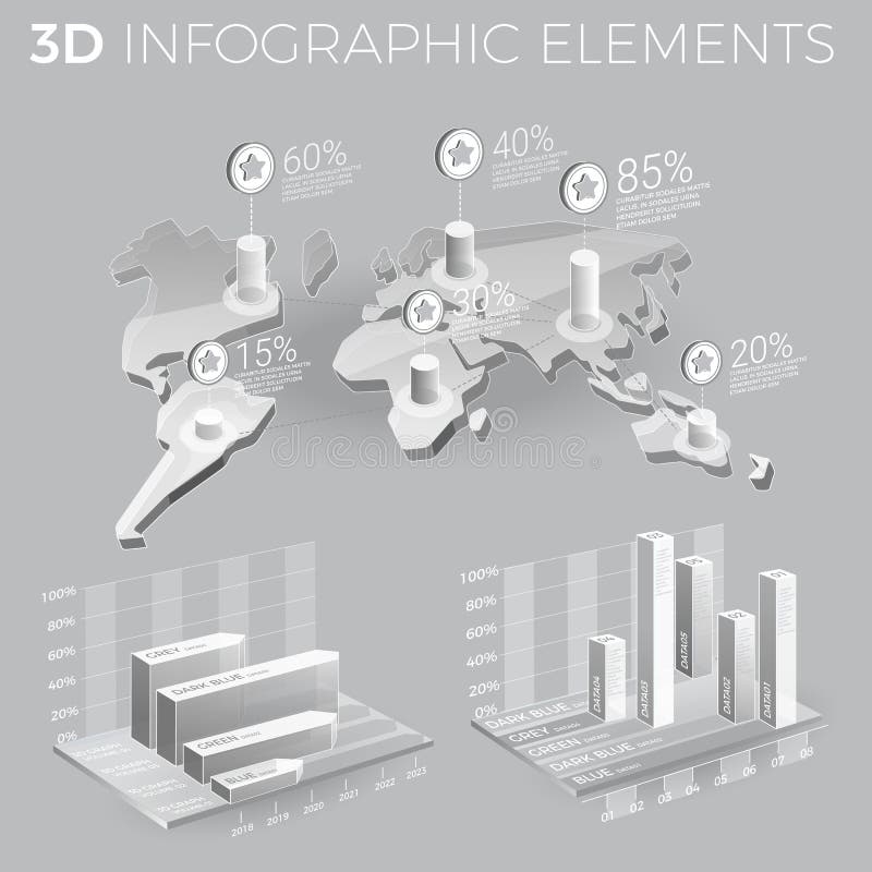 Corporate Infographic Elements in Gray and White Stock Vector ...