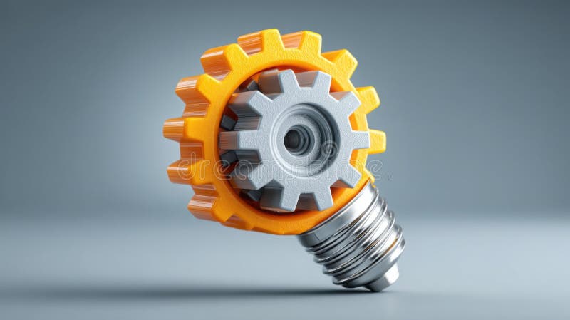 Corporate Innovation Icon Concept Representing Abstract Gear and Light ...