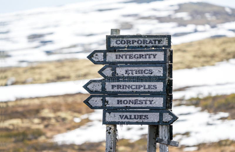 Corporate, Integrity, Ethics, Principles, Honesty, Values Text on ...
