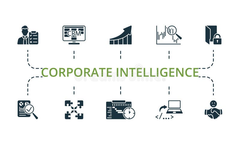 Corporate Intelligence Icon Set. Monochrome Simple Corporate ...
