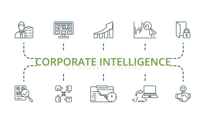 Corporate Intelligence Thin Line Icon Set. Monochrome Simple Corporate Intelligence Icon ...