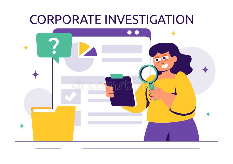Corporate Investigation Vector Illustration Featuring Observation ...