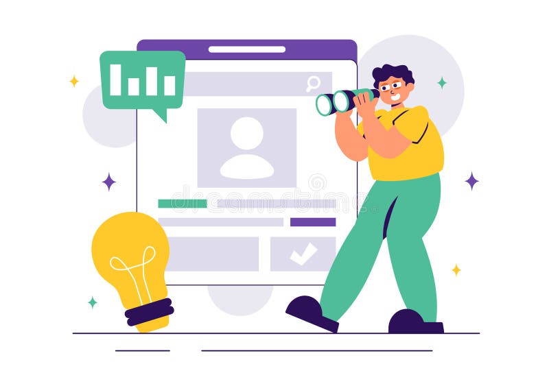 Corporate Investigation Vector Illustration Featuring Observation ...