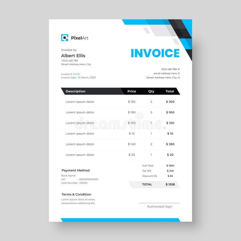 Minimal Corporate Business Invoice Design Template Stock Vector ...