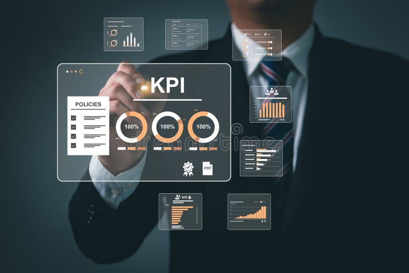 Corporate KPI Quality Assessment Virtual Screen Image of a Businessman ...