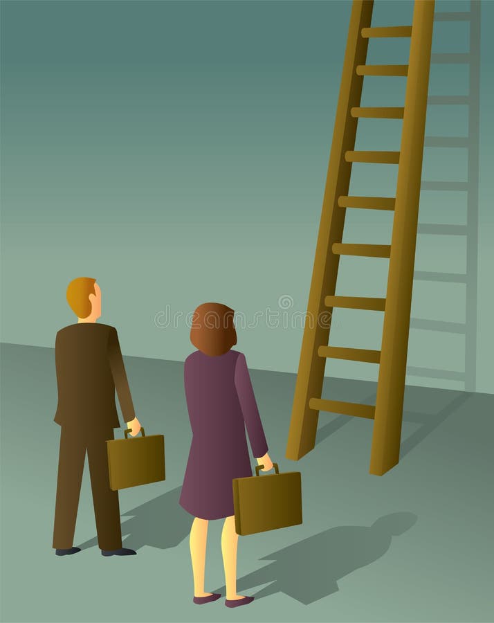 Corporate Ladder Man and Woman Stock Vector - Illustration of climb ...