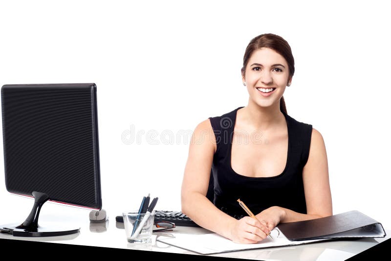 Corporate Lady Preparing Documents Stock Photo - Image of looking ...