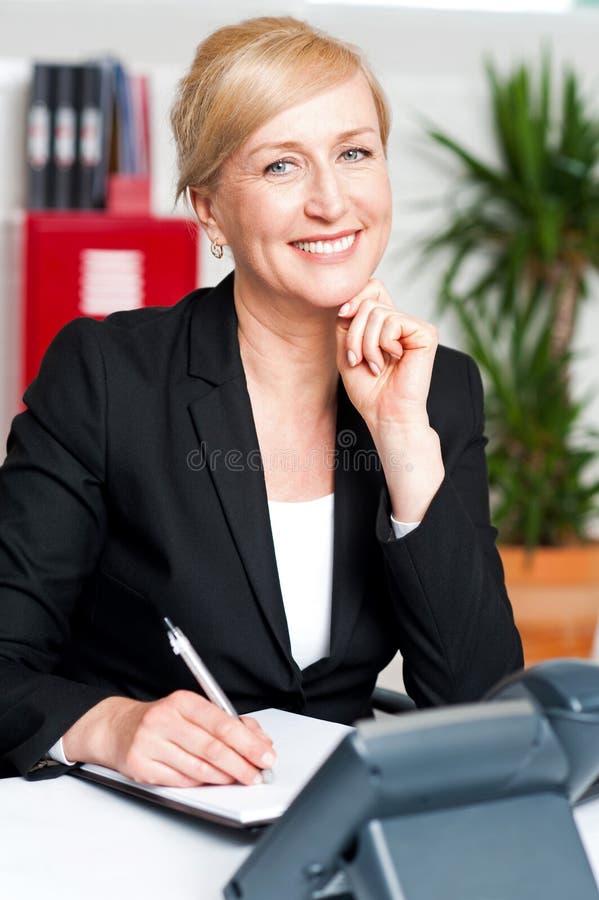 Two Cheerful Corporate Women in Office Stock Image - Image of ...