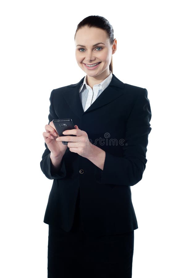 Corporate Lady Using Mobile Phone Stock Photo - Image of manager ...