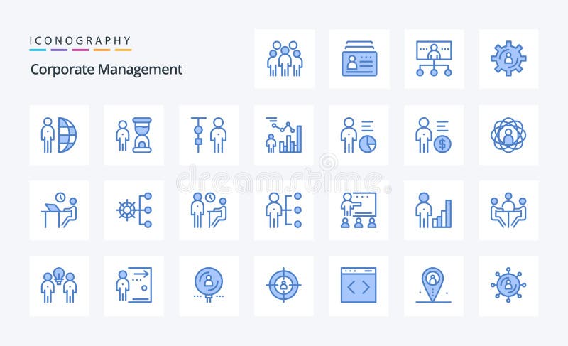 25 Corporate Management Blue Icon Pack Stock Vector - Illustration of ...