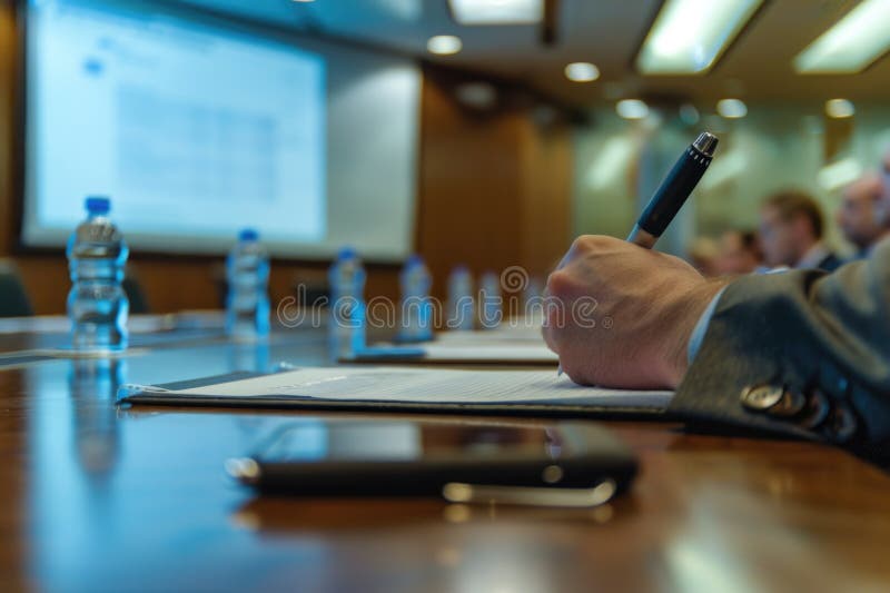 Corporate Meeting with Note-Taking and Presentation in a Modern ...