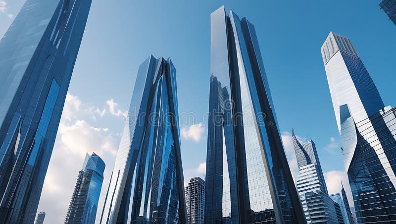 A Breathtaking View of Modern, Glass-fronted Skyscrapers Rising Against ...