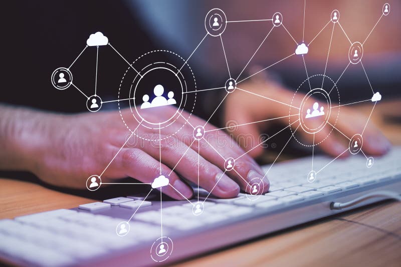 Corporate Networking Concept with Digital Screen with Application Icons ...