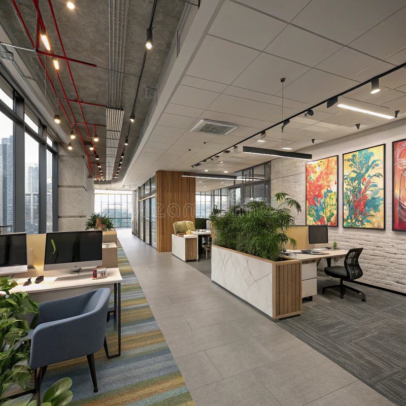 Corporate Office Artwork Design with Unique Character Themes Stock ...