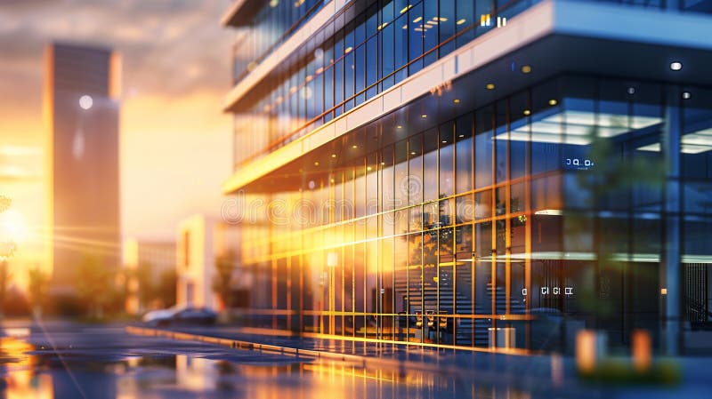 Modern Corporate Office Building Exterior Design, Sleek Glass Facade ...