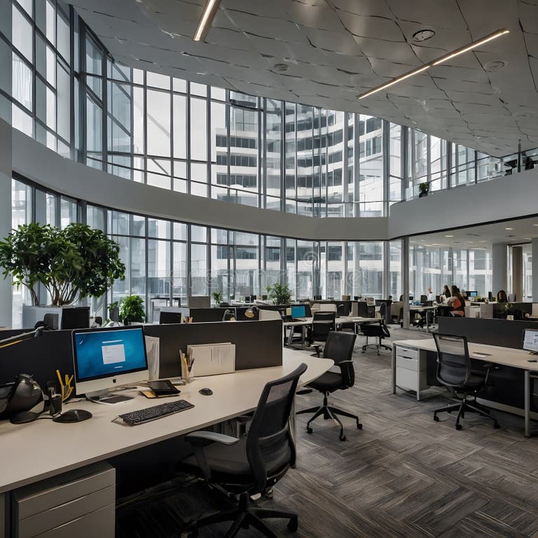 Corporate Office Building with Open-Plan Offices and a Collaborative ...