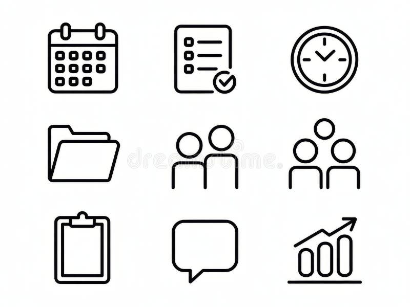 Corporate and Office Communication Icons Stock Illustration ...