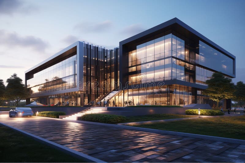 Corporate Office Exterior with a Modern Stock Photo - Image of steel ...