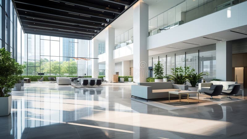 A Corporate Office with a Spacious Reception Area Stock Image - Image ...