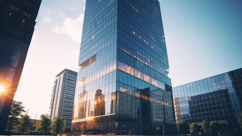 A Corporate Office Tower in a Modern City Stock Illustration ...