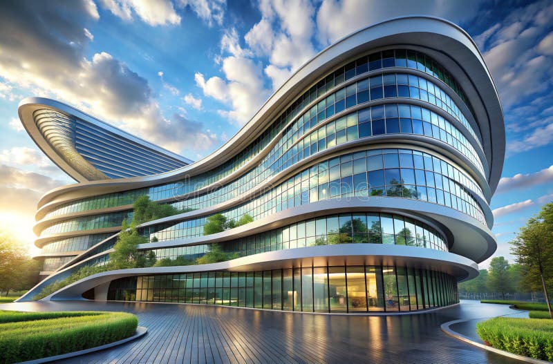 Corporate Office Tower with Sleek Design, 3D Rendering, Generative AI ...