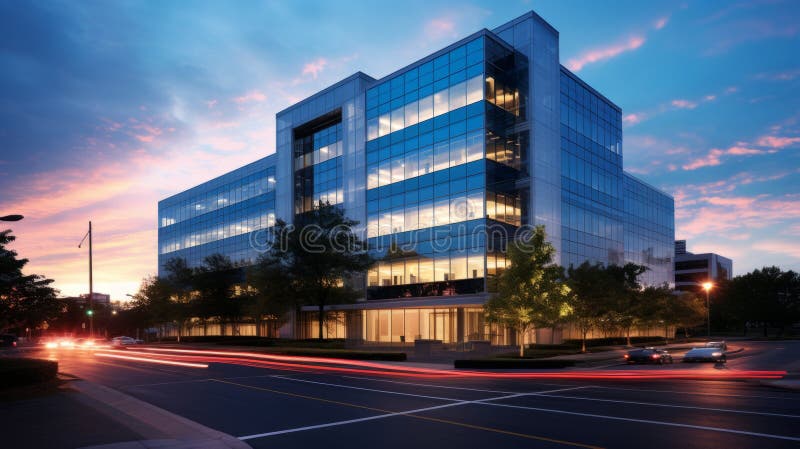 Corporate Office Tower with Technology Stock Illustration ...