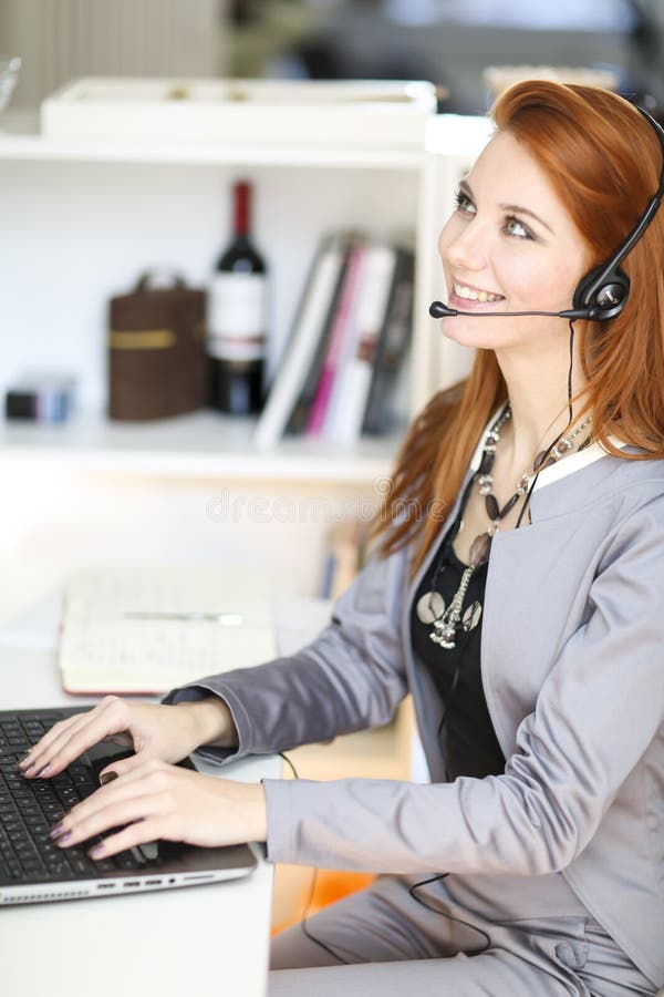 Corporate operator stock image. Image of person, woman - 60615049