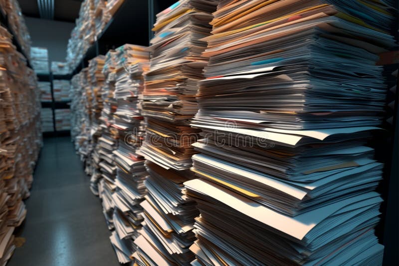 Corporate Order Stacks of Paperwork, Business Documents in Office ...