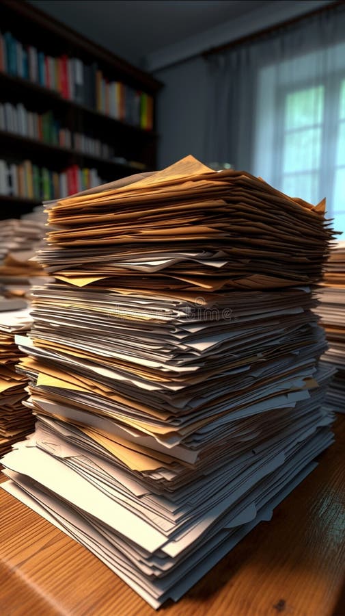 Corporate Order Stacks of Paperwork, Business Documents in Office ...