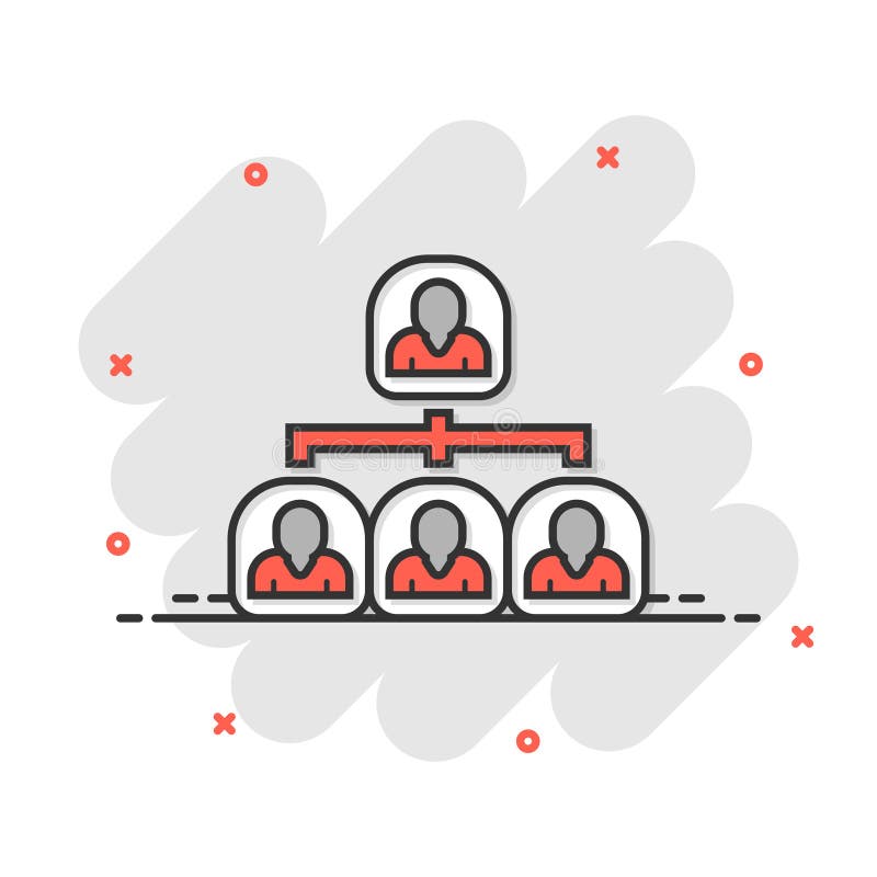 Corporate Organization Chart People Vector Icon in Comic Style. People ...