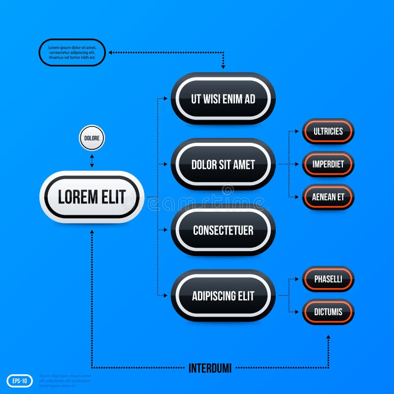 Corporate Organization Chart Template on Bright Blue Background Stock ...