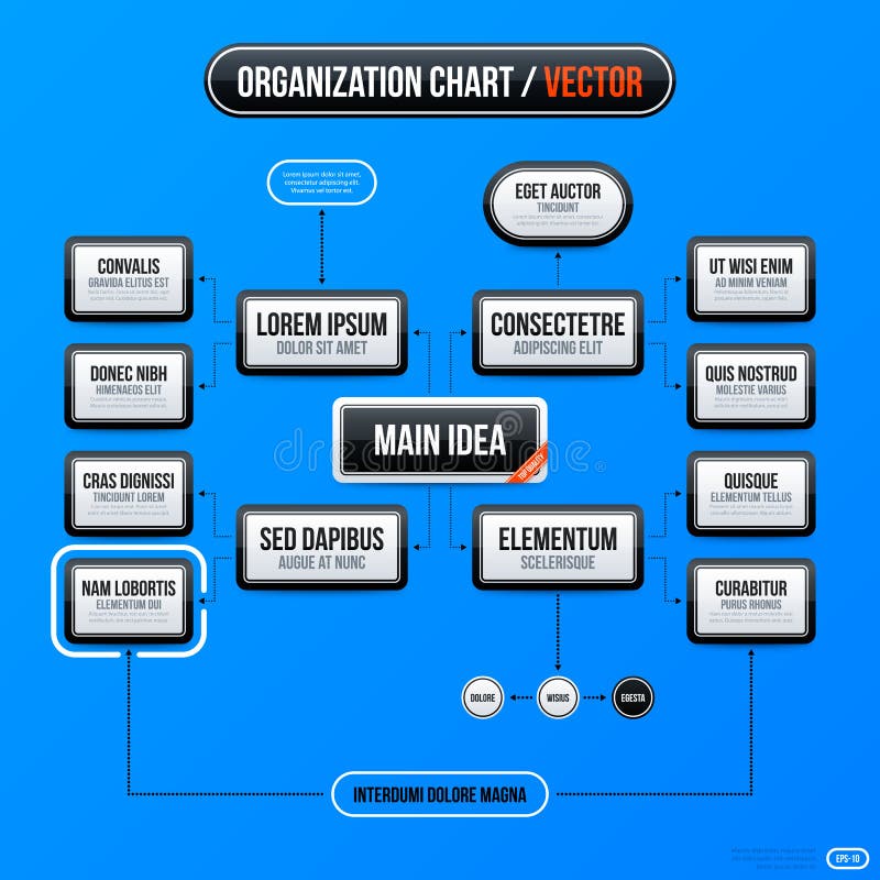 Corporate Organization Chart Template on Bright Blue Background Stock ...