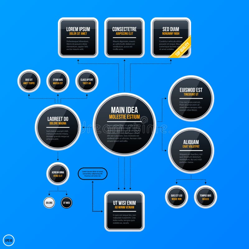 Corporate Organization Chart Template on Bright Blue Background Stock ...
