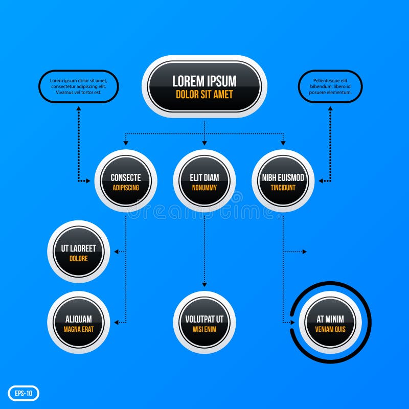 Corporate Organization Chart Template on Bright Blue Background Stock ...