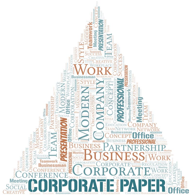 Corporate Paper Vector Word Cloud Made With Text Only Stock