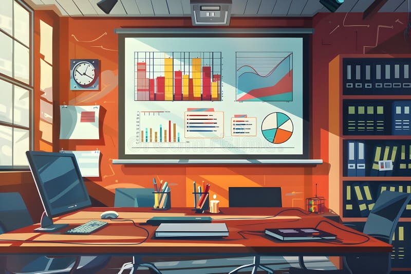 Corporate Presentation Setup with Blues and Reds AI Generated Stock ...