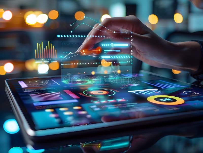 Corporate Professional Interacting with Futuristic Digital Feedback ...