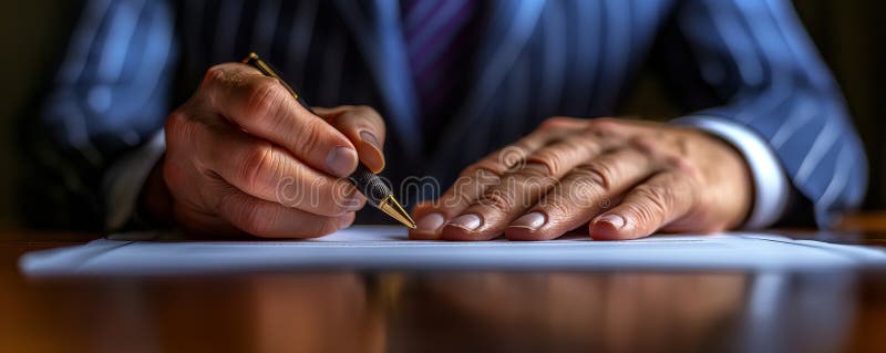 Corporate Professional Signing Documents at a Desk Stock Image - Image ...