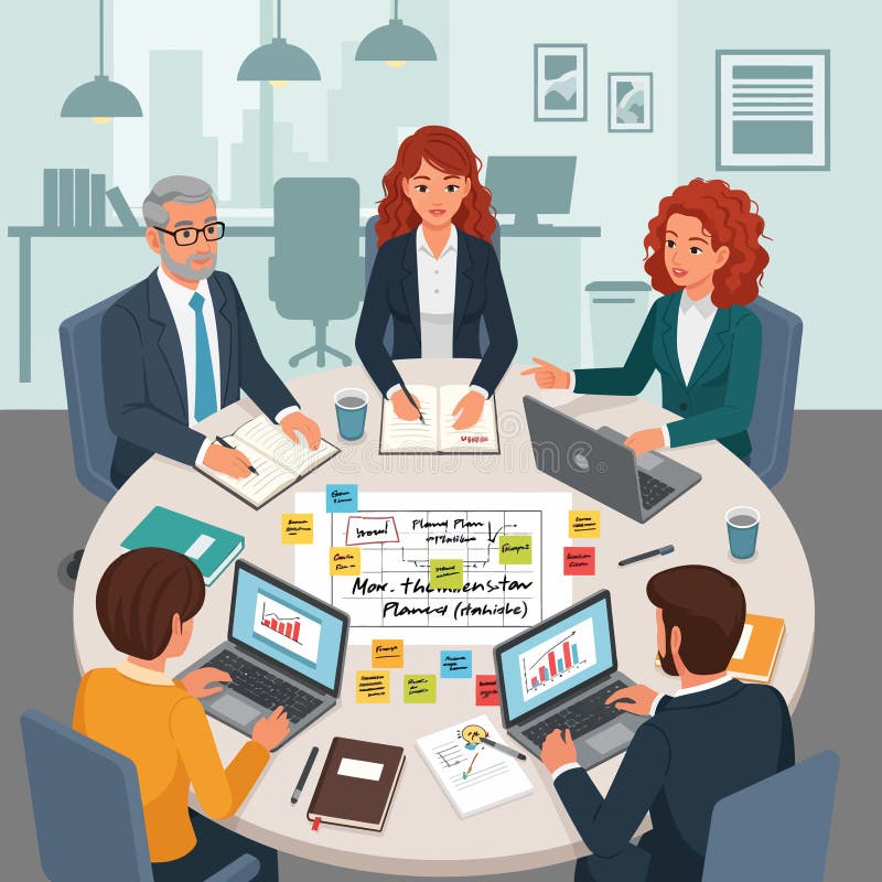 Corporate Professionals Collaborating Around a Conference Table Stock ...