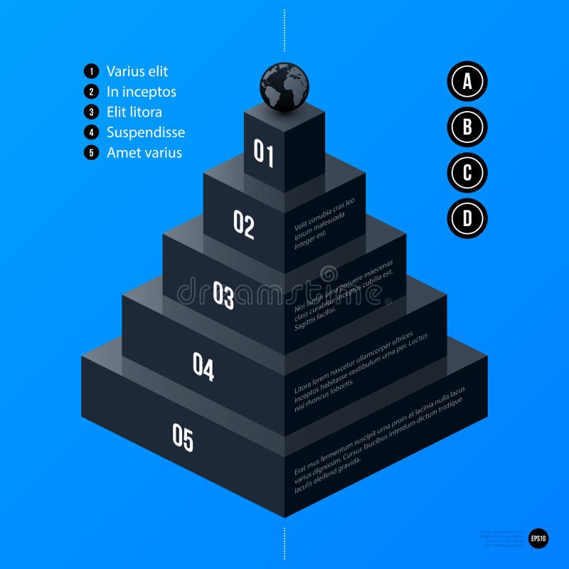 Corporate Pyramid Chart Template on Bright Blue Background Stock Vector ...