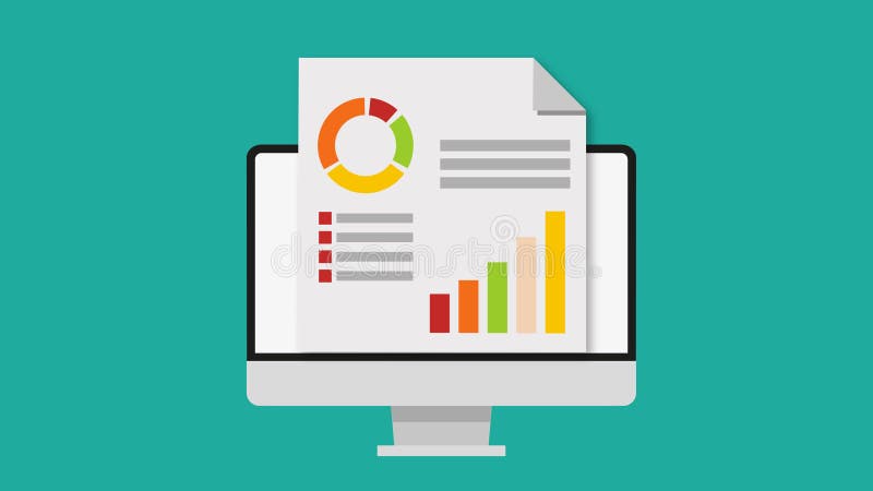 Corporate Report with a Bar Graph and Pie Chart. Alpha Channel. Stock ...