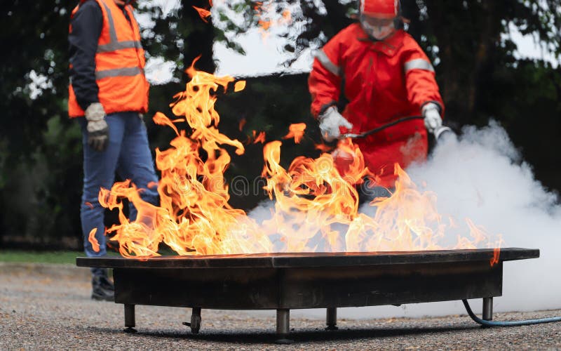 Corporate Safety - Exercise during a Firefighting Course Stock Image ...