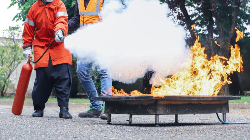 Corporate Safety - Exercise during a Firefighting Course Stock Photo ...