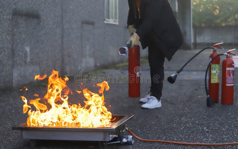 Corporate Safety - Exercise during a Firefighting Course Stock Photo ...
