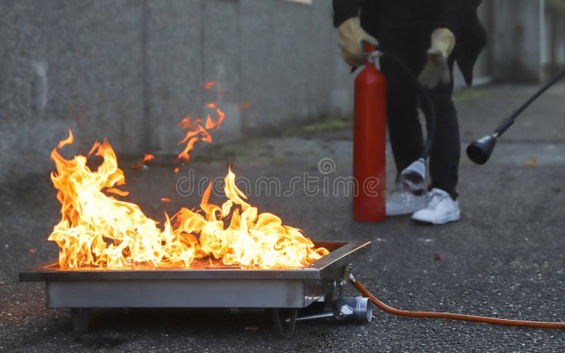 Corporate Safety - Exercise during a Firefighting Course Stock Image ...