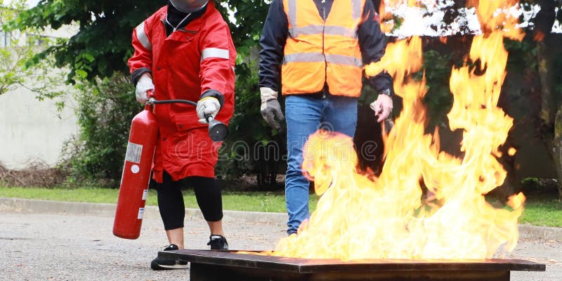 Corporate Safety - Exercise during a Firefighting Course Stock Photo ...