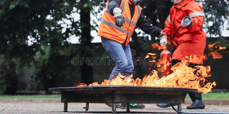 Corporate Safety - Exercise during a Firefighting Course Stock Image ...